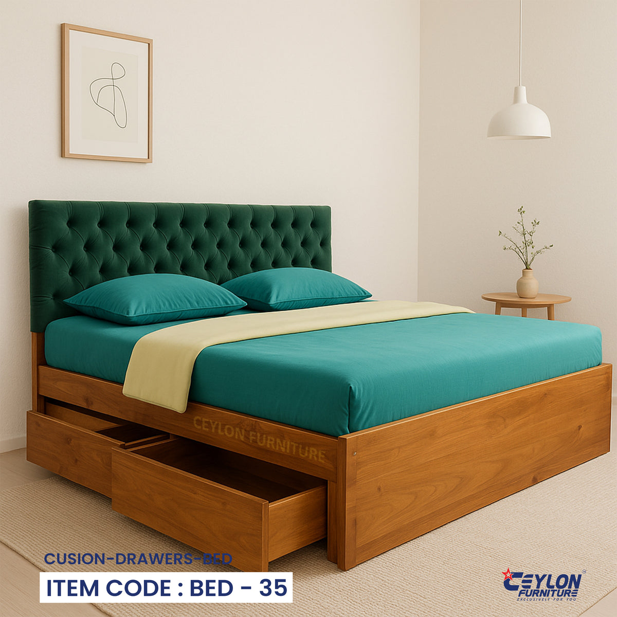 CUSION-DRAWERS-BED – Ceylon Furniture