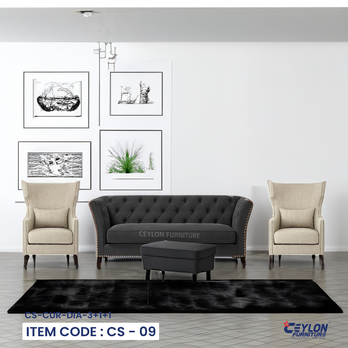 CS CUR DIA 3+1+1 – Ceylon Furniture
