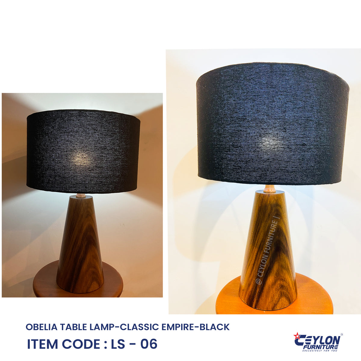 OBELIA TABLE LAMP-CLASSIC EMPIRE-BLACK – Ceylon Furniture
